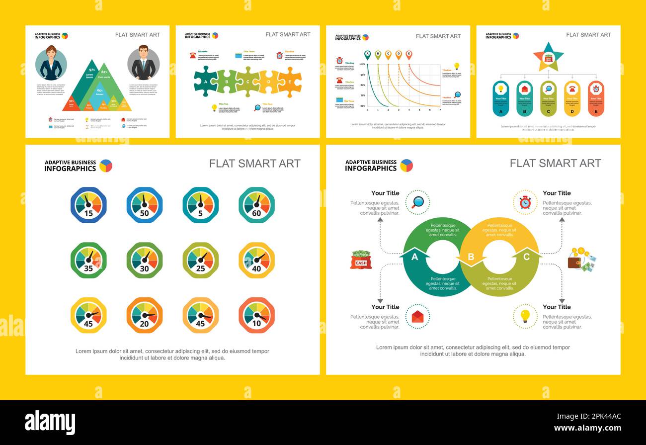 Colorful marketing and planning concept infographic charts set Stock ...
