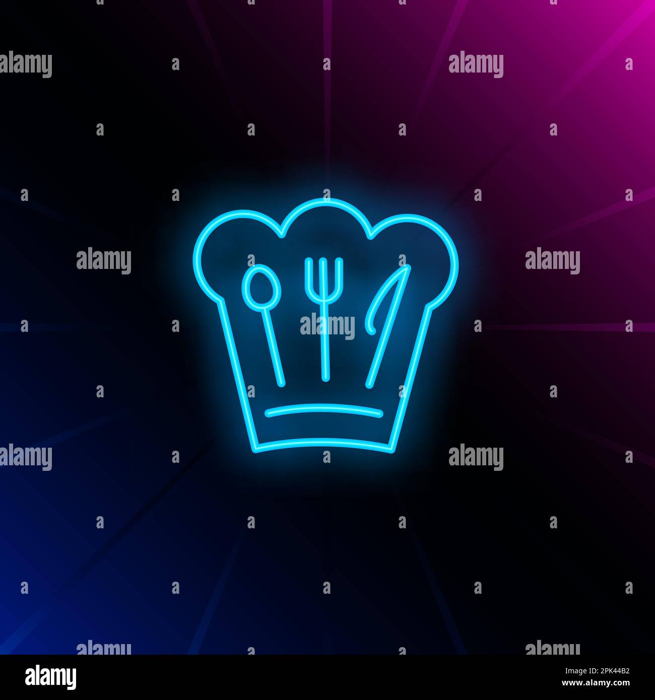 Chief cook hat with cutlery picture neon sign Stock Vector Image & Art ...