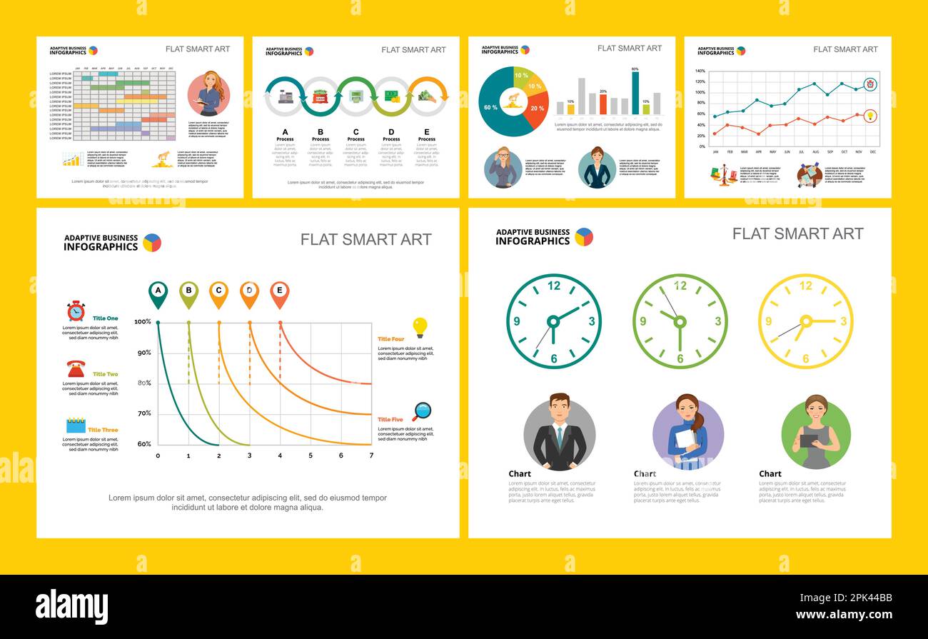 Colorful teamwork or planning concept infographic charts set Stock ...