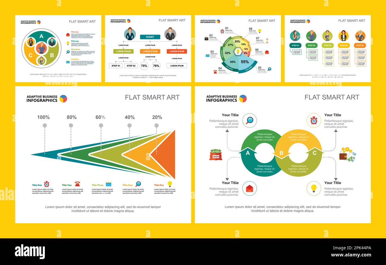 Colorful marketing or production concept infographic charts set Stock ...