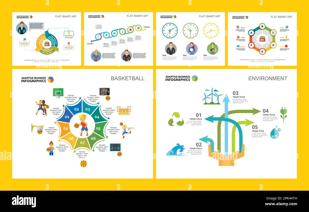 Colorful basketball and ecology concept infographic charts set Stock ...