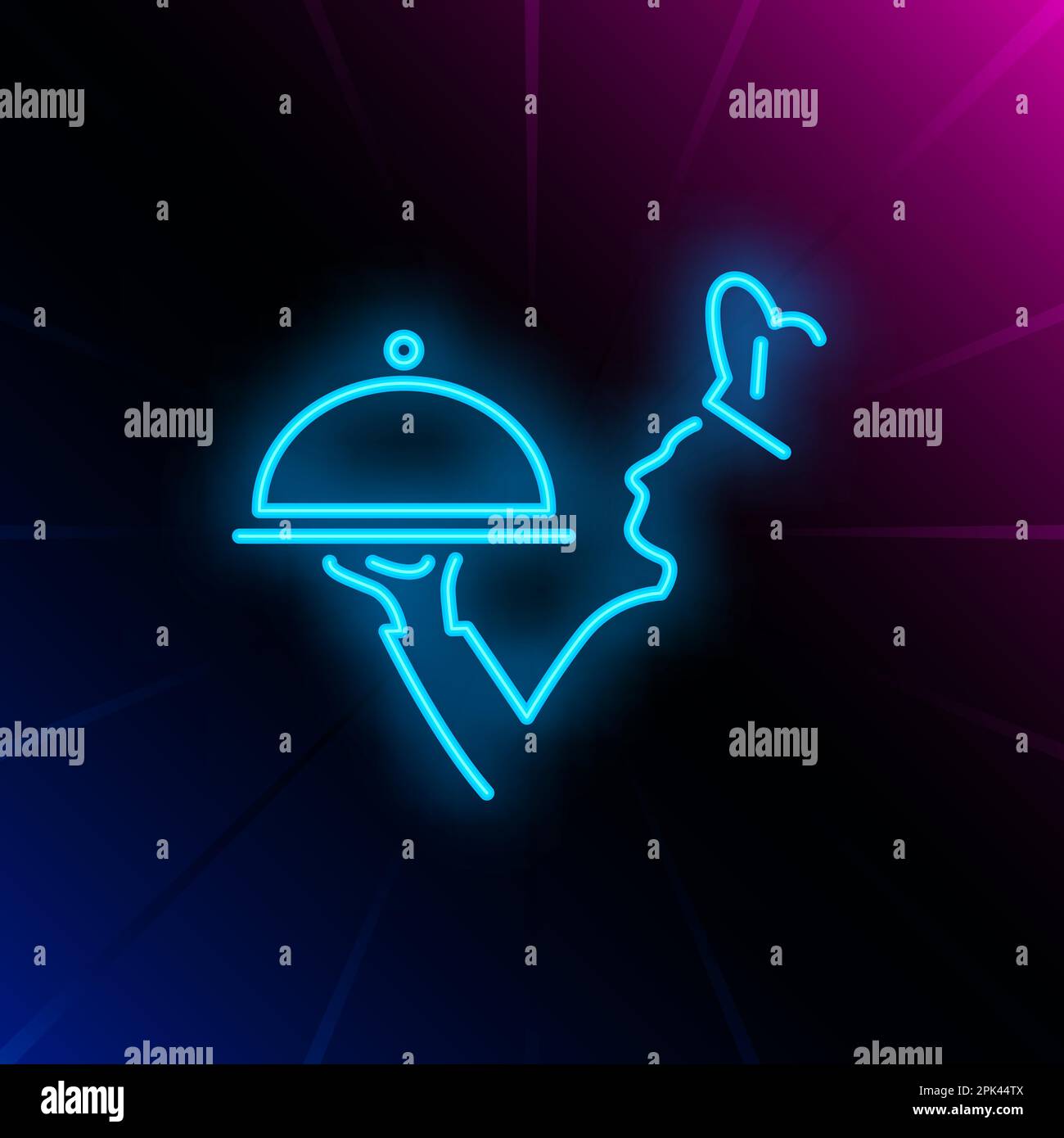 Chief cook holding serving tray neon sign Stock Vector Image & Art - Alamy