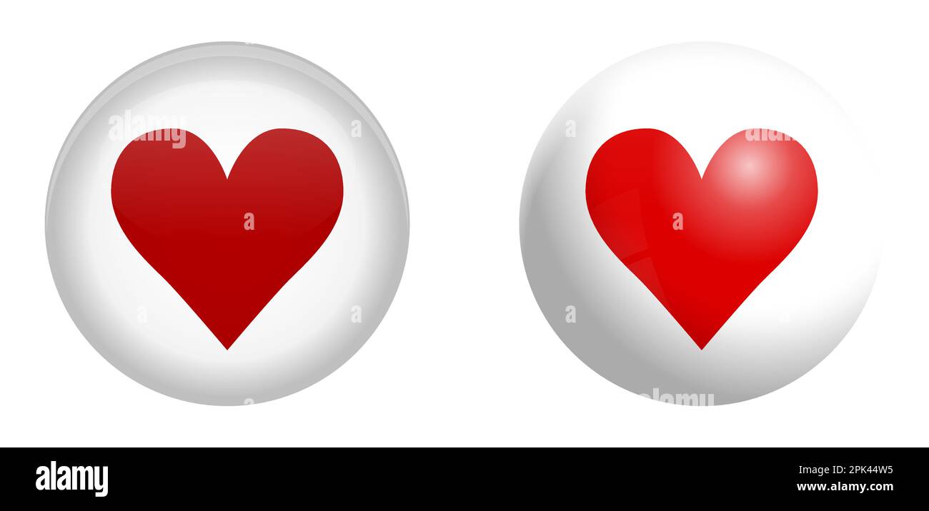Red heart symbol in white sphere or 3d circle Stock Vector Image & Art ...