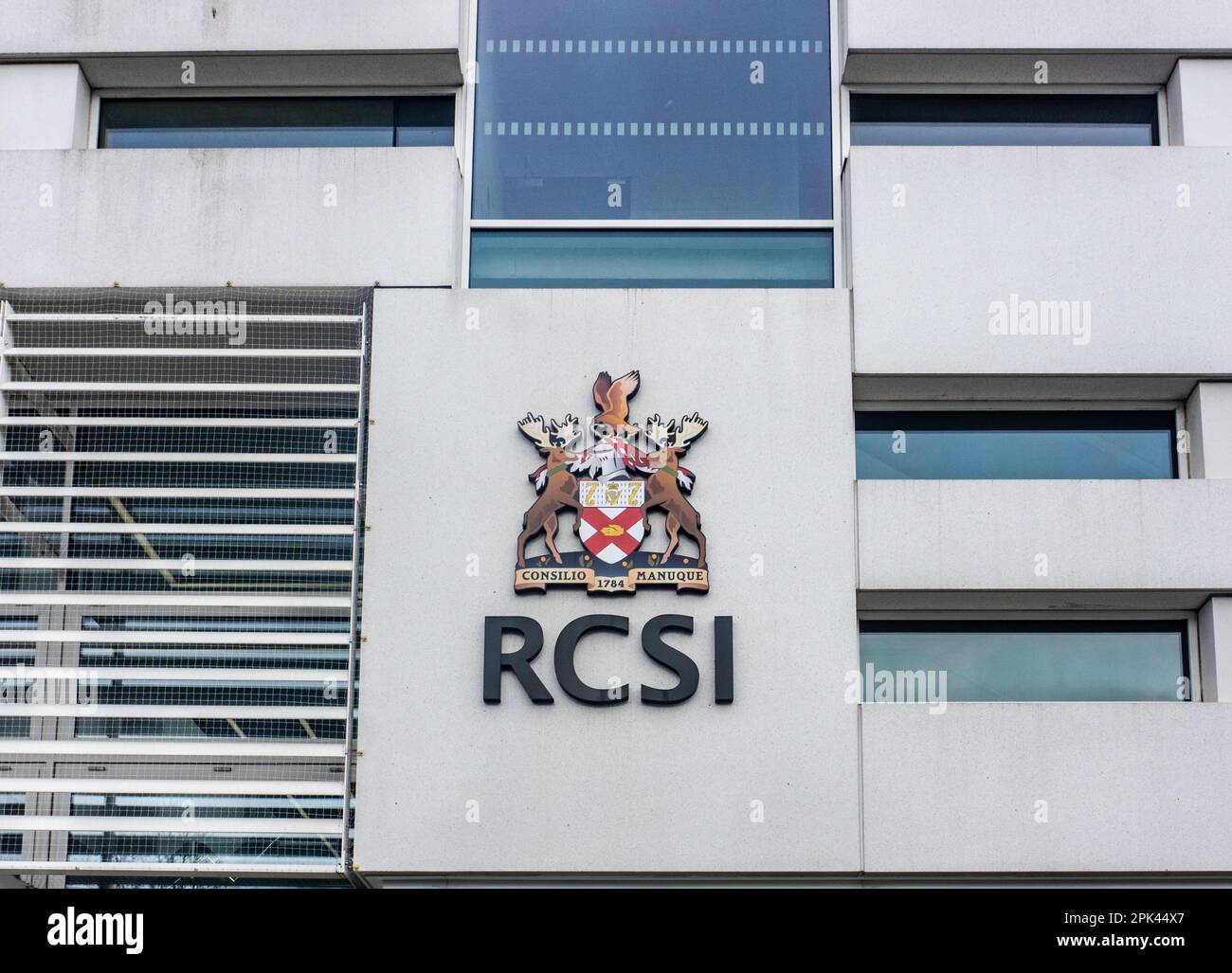 Signage for the Royal College of Surgeons in Ireland, (RCSI) on the ...