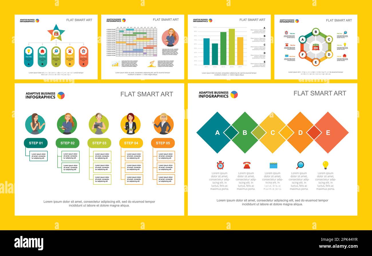 Colorful management or teamwork concept infographic chfarts set Stock ...