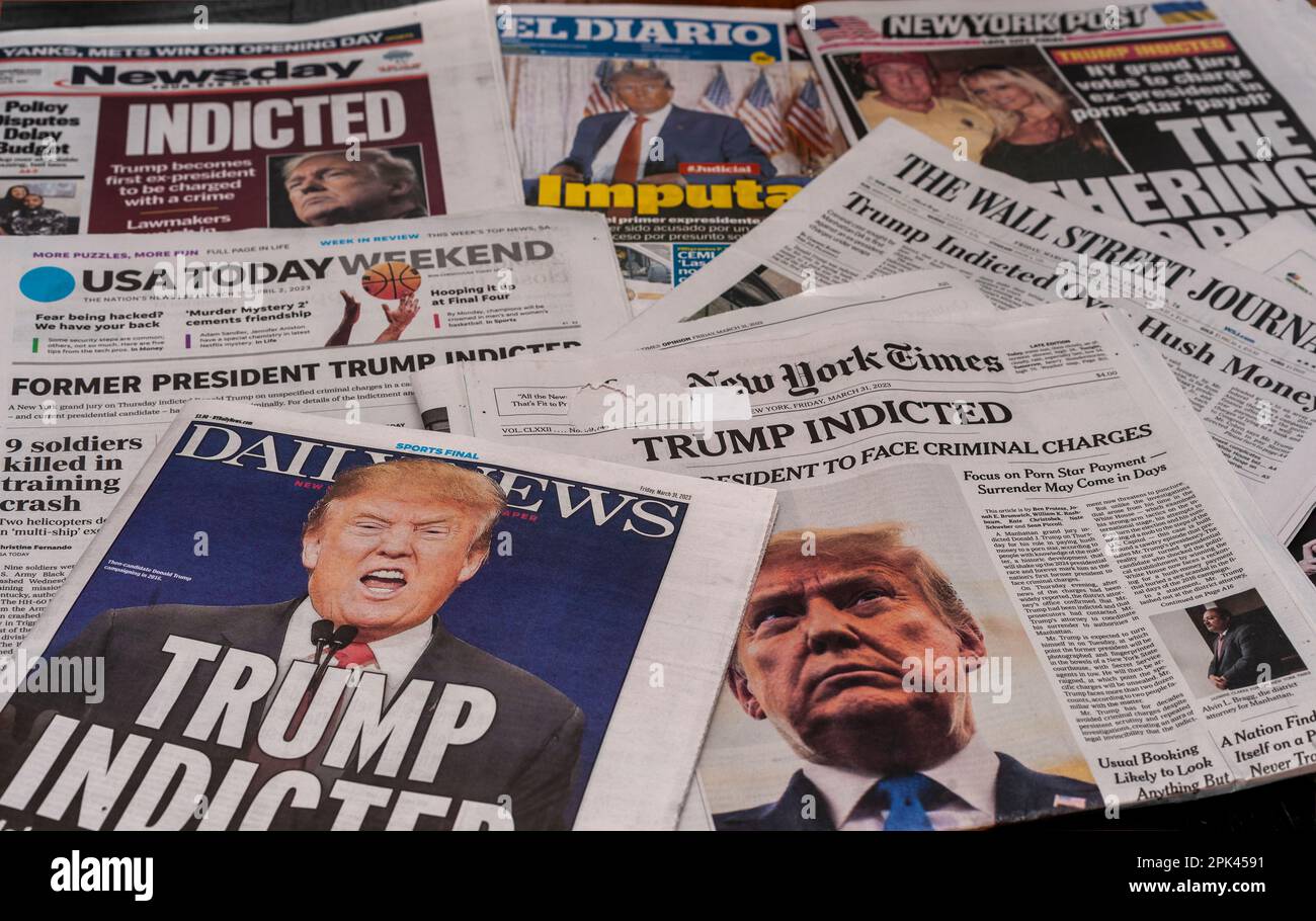 Headlines of newspapers in New York on Friday, March 31, 2023 report on ...