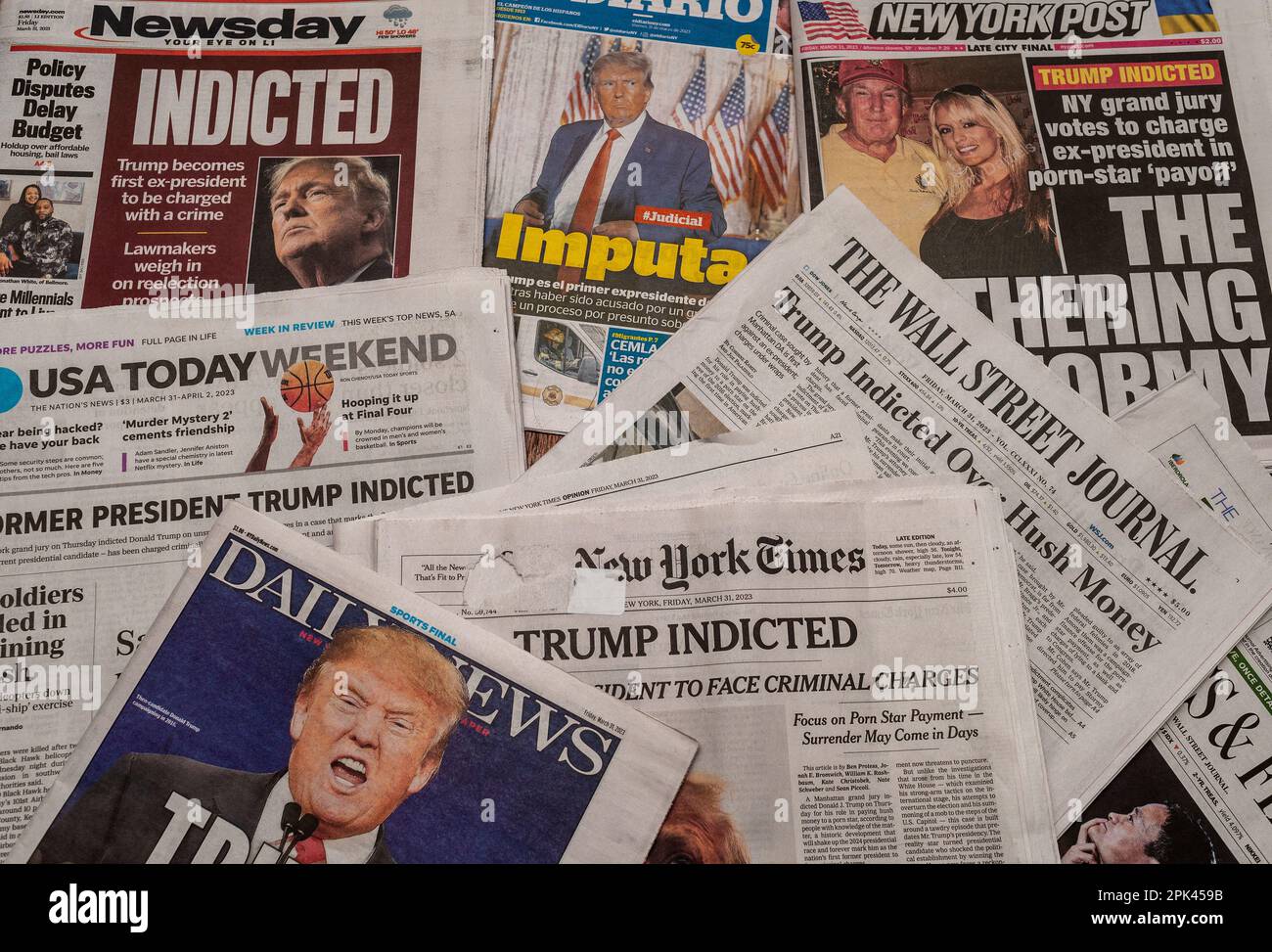 Headlines of newspapers in New York on Friday, March 31, 2023 report on ...