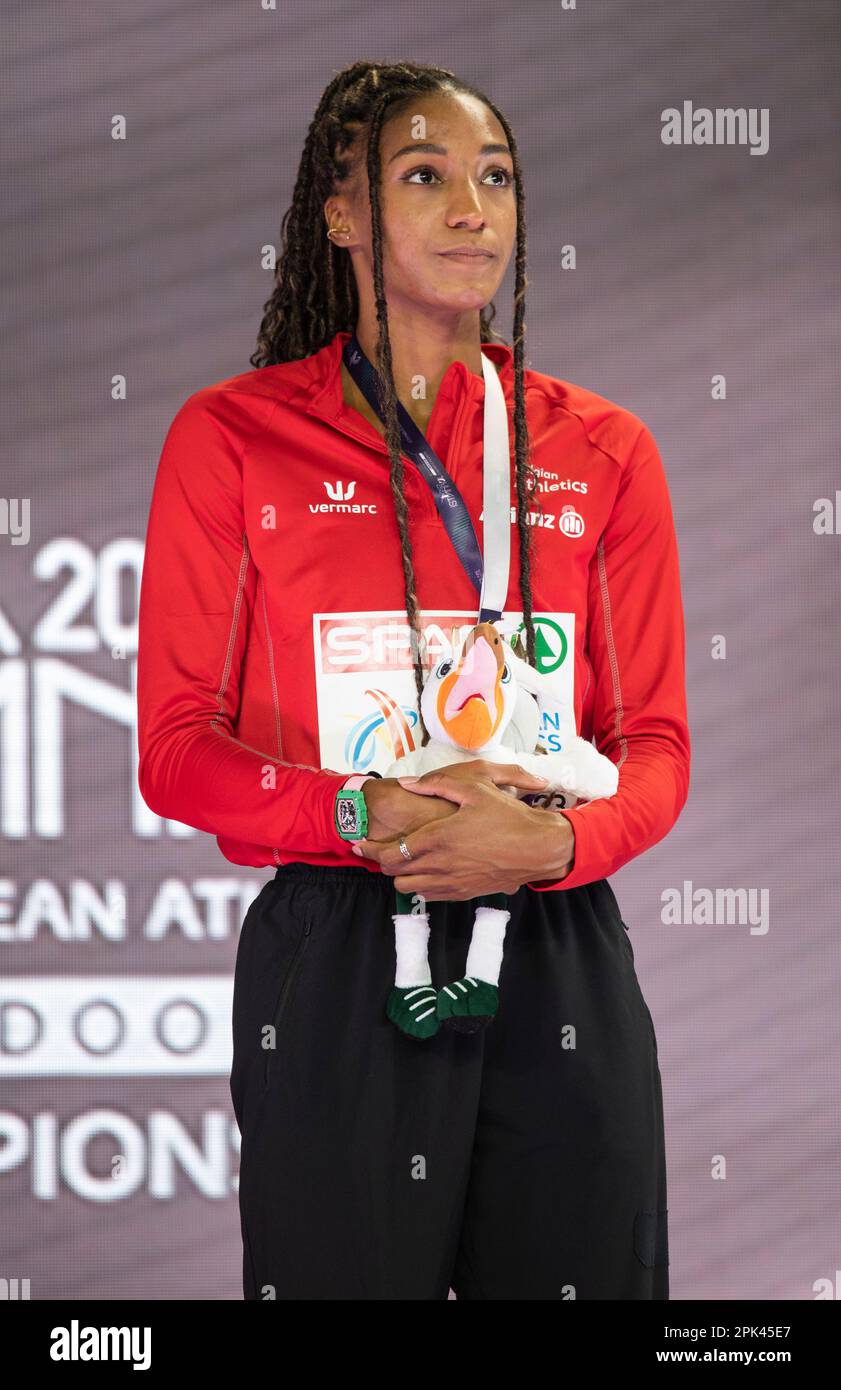 Nafissatou Thiam of Belgium medal presentation for the women’s ...