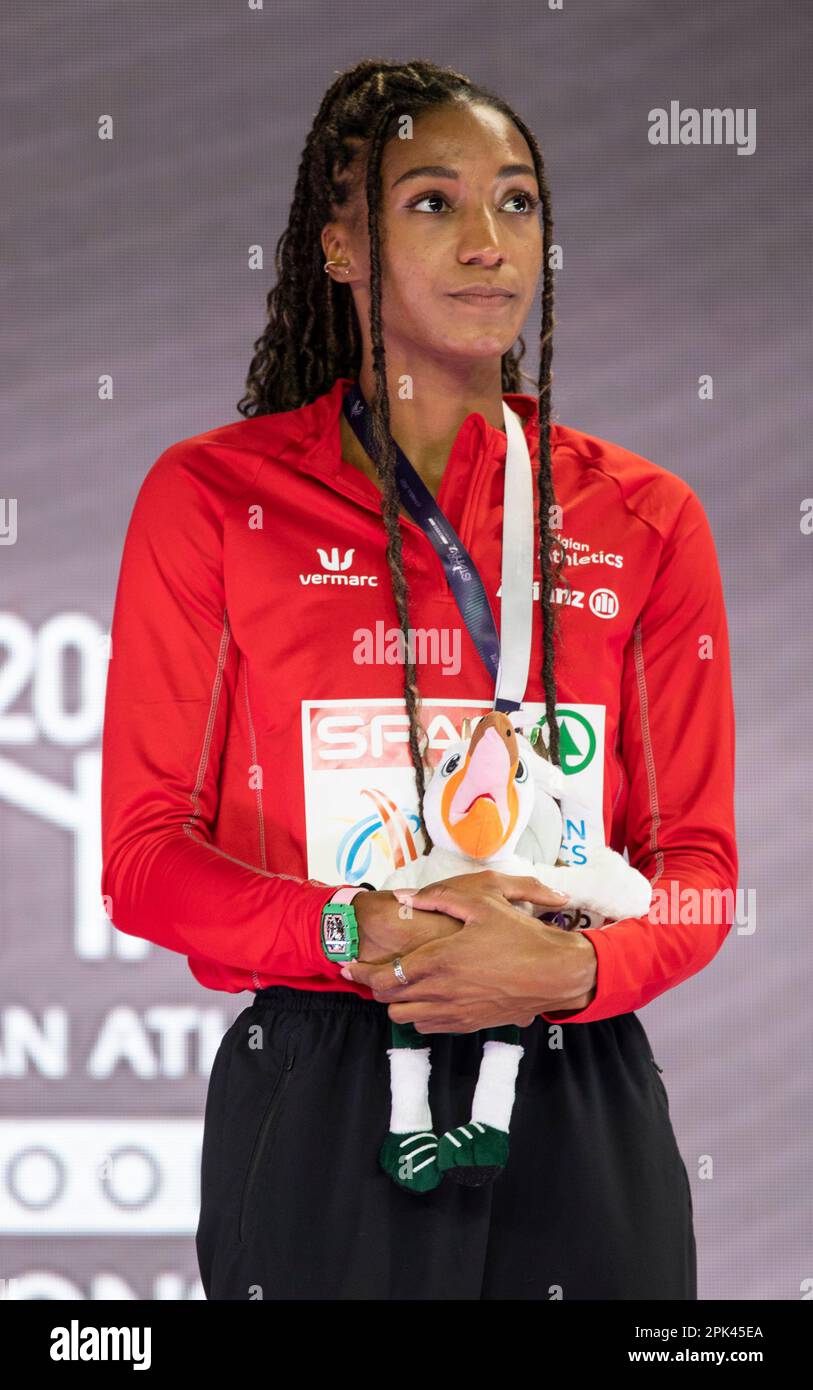 Nafissatou Thiam of Belgium medal presentation for the women’s ...