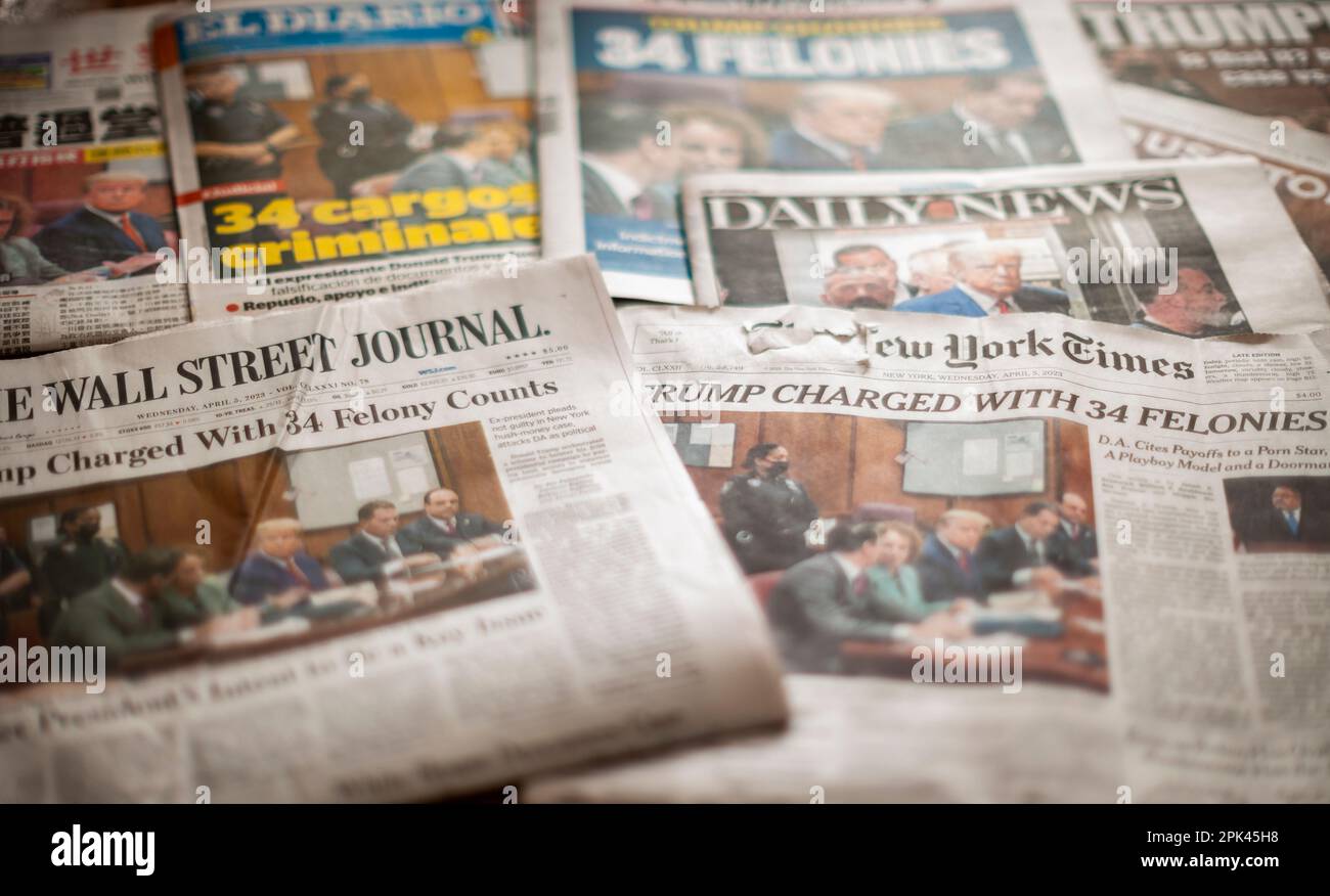 Newspapers in New York on Wednesday, April 5, 2023 report on the ...