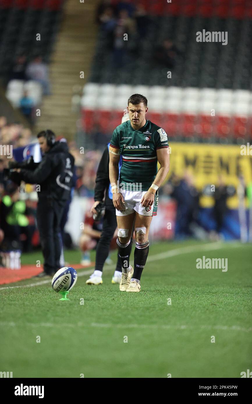31.03.2022 Leicester, England. Rugby Union. Tigers Handr Pollard ...