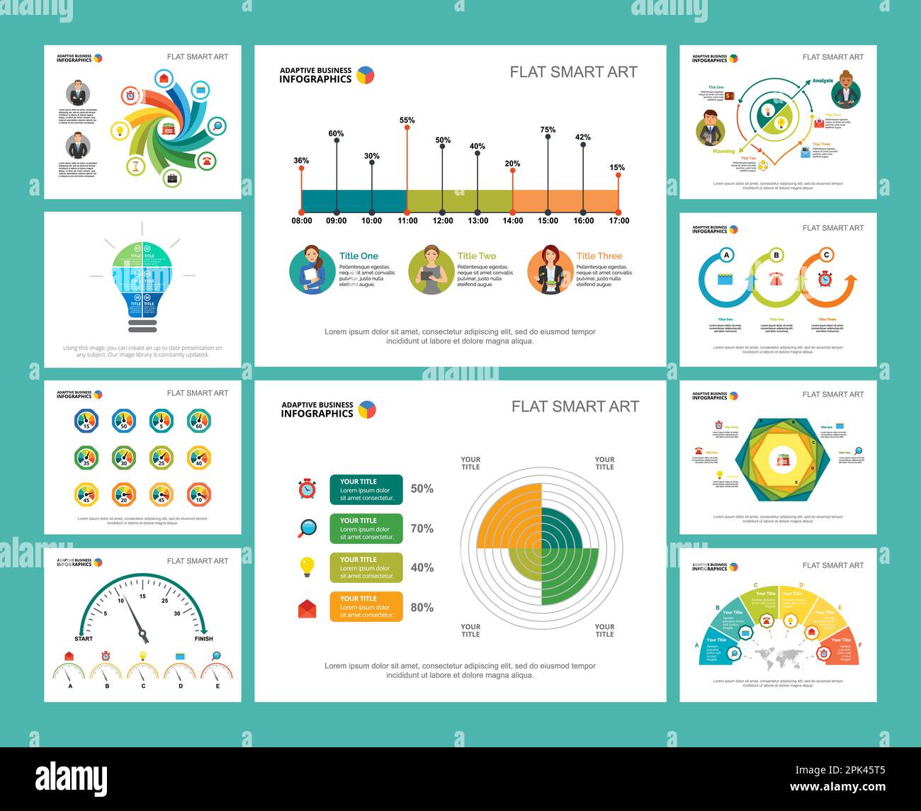 Colorful research or management concept infographic charts set Stock ...