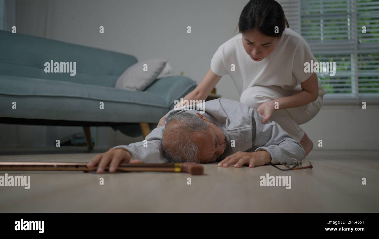 Elderly people accident slip and fall, Accident in home Stock Photo - Alamy