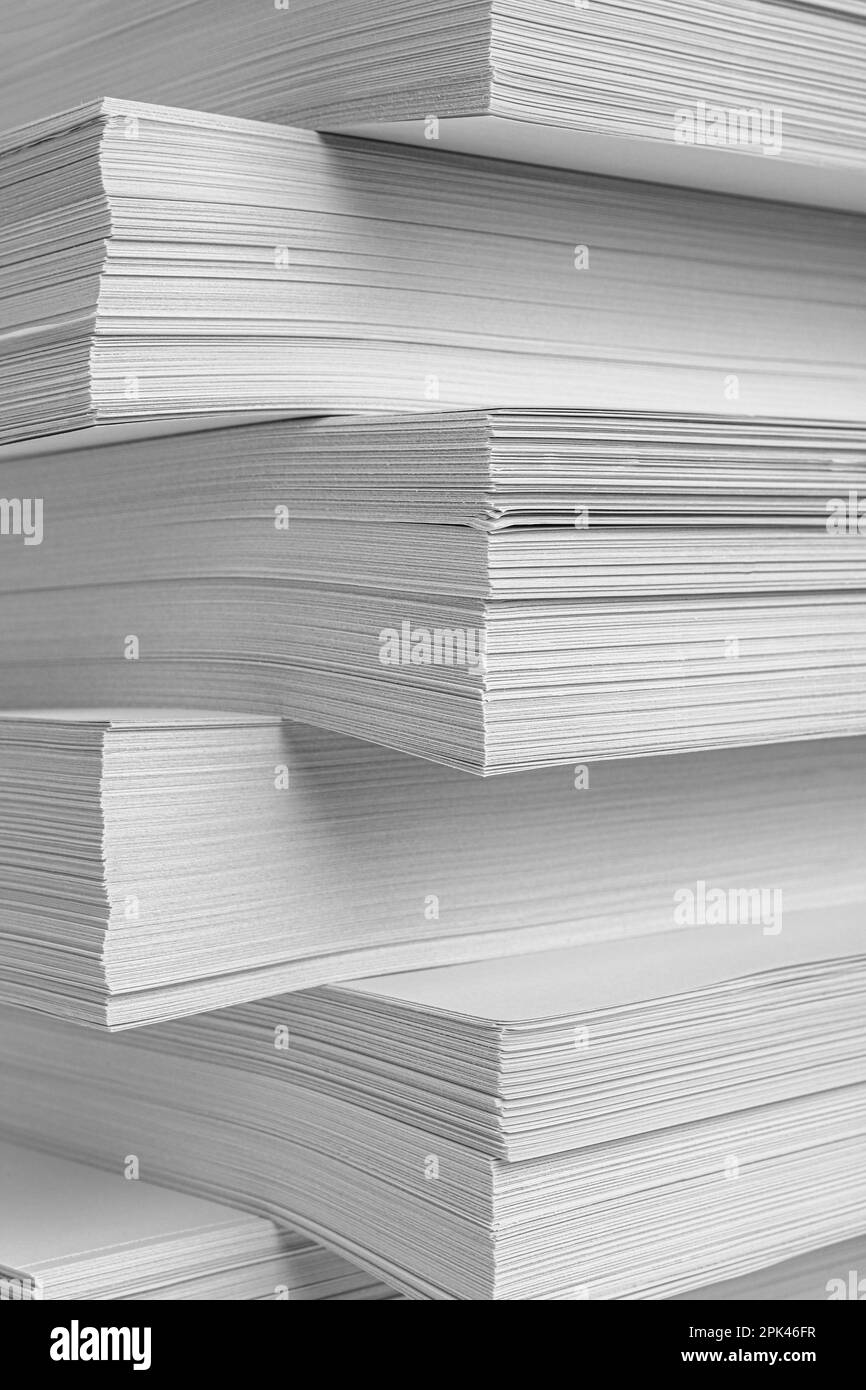 Stack of white paper sheets, closeup view Stock Photo - Alamy