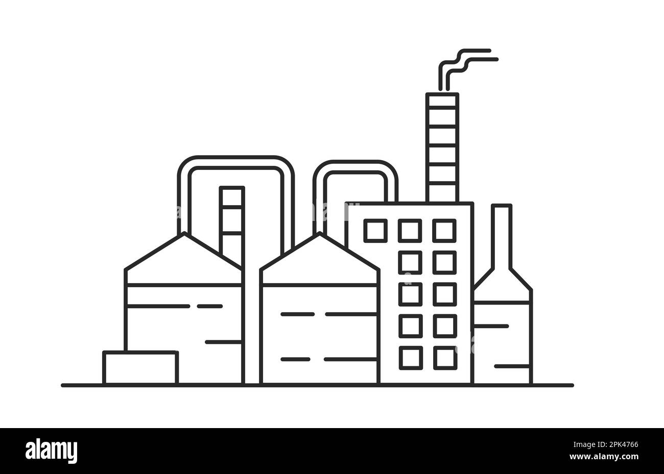 Manufacturing factory building. Industrial power station vector outline ...