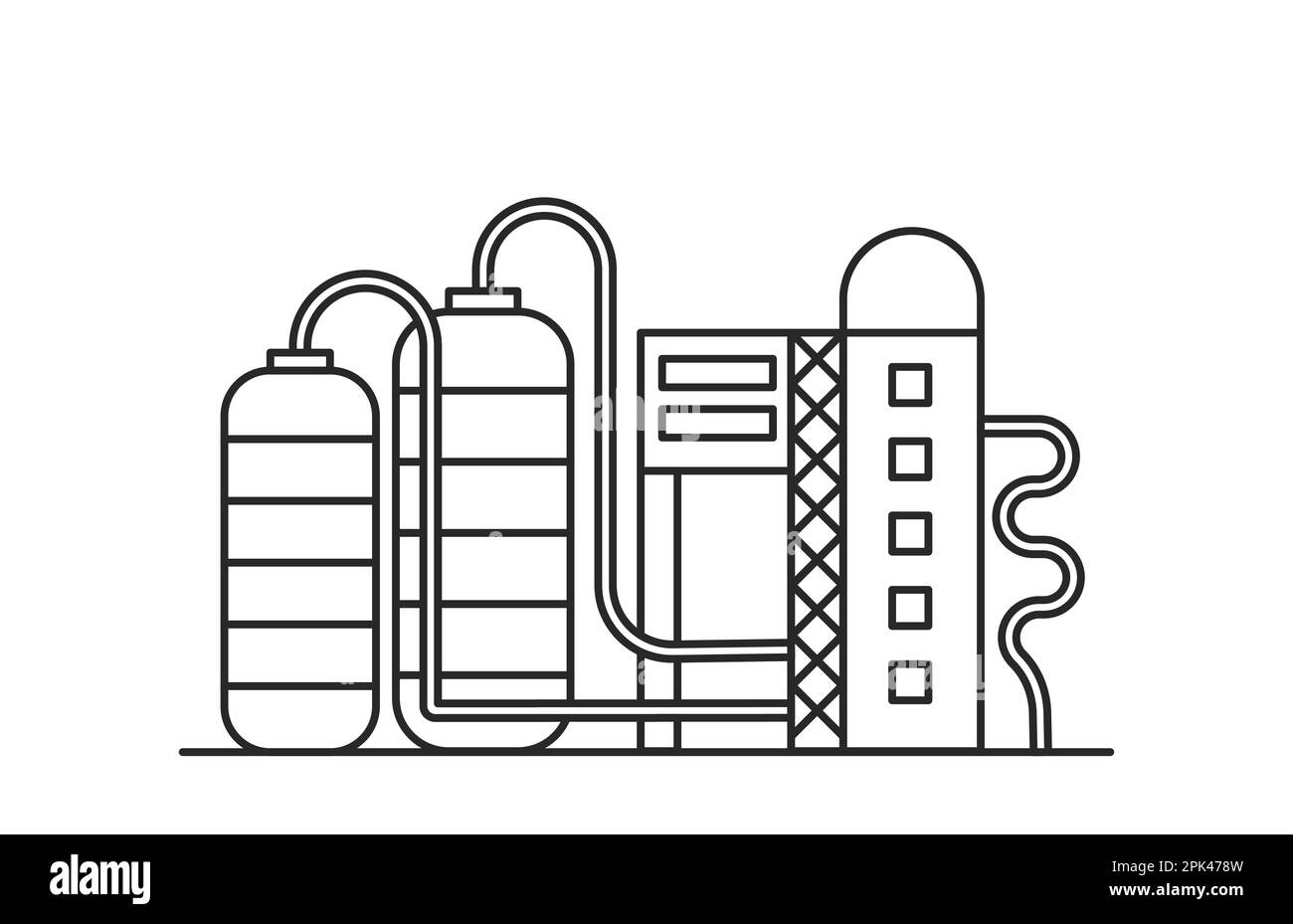 Industrial manufacturing factory. Power station building vector outline ...