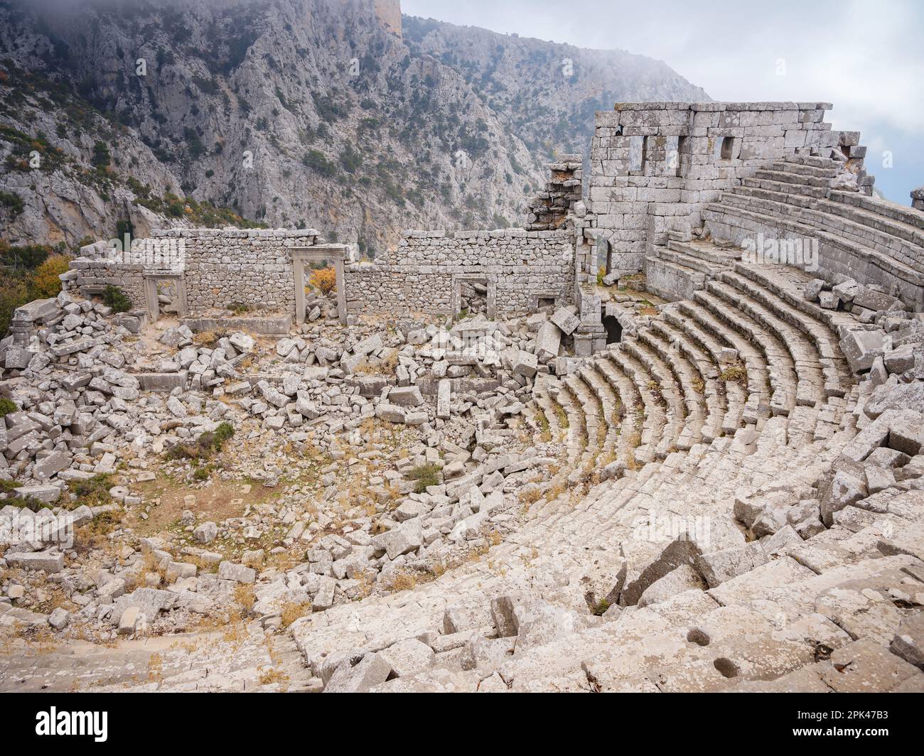 Autumn walk by ancient amphitheatre in city Termessos Ancient City ...