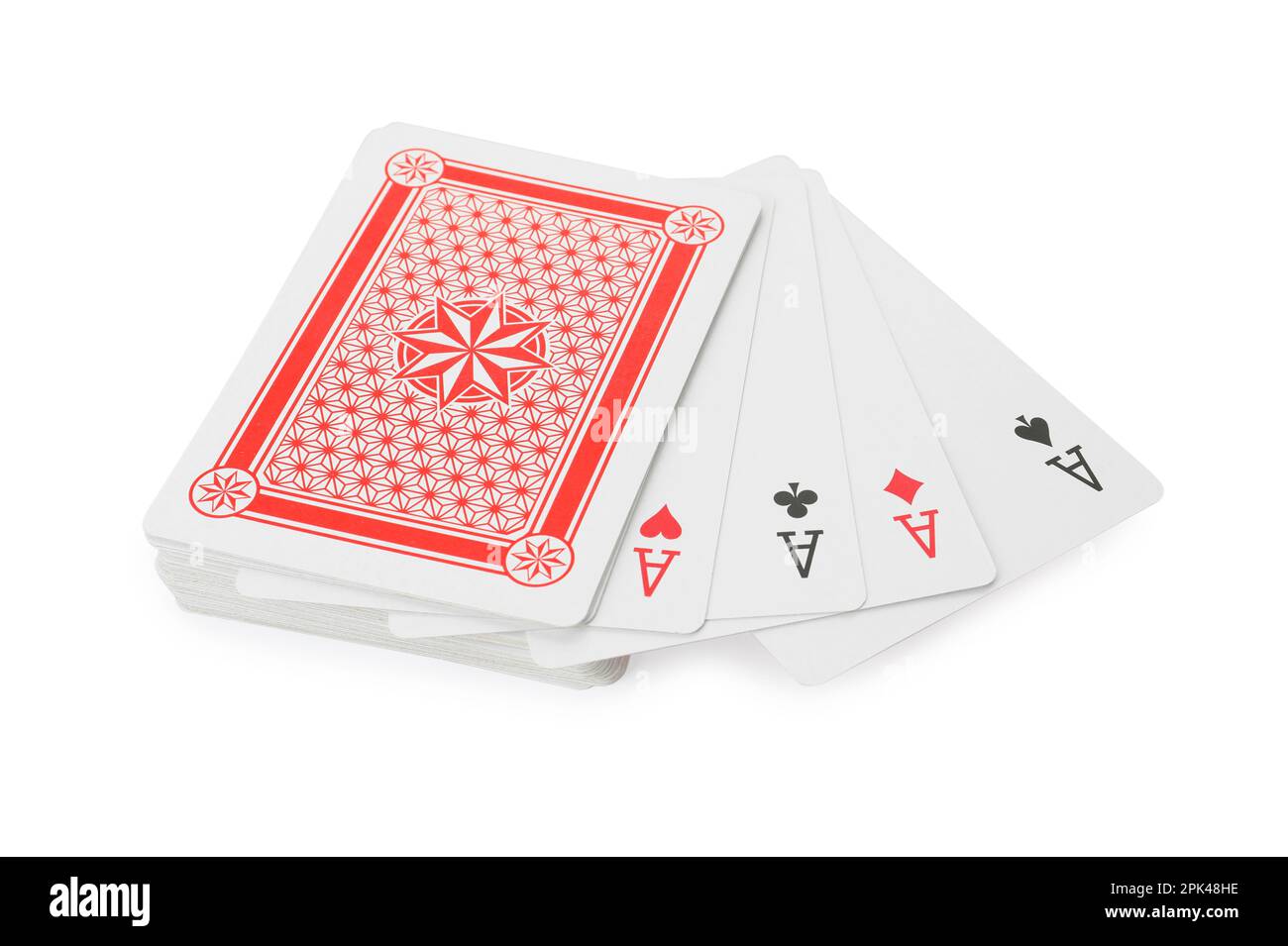 Four aces and other playing cards isolated on white. Poker game Stock ...