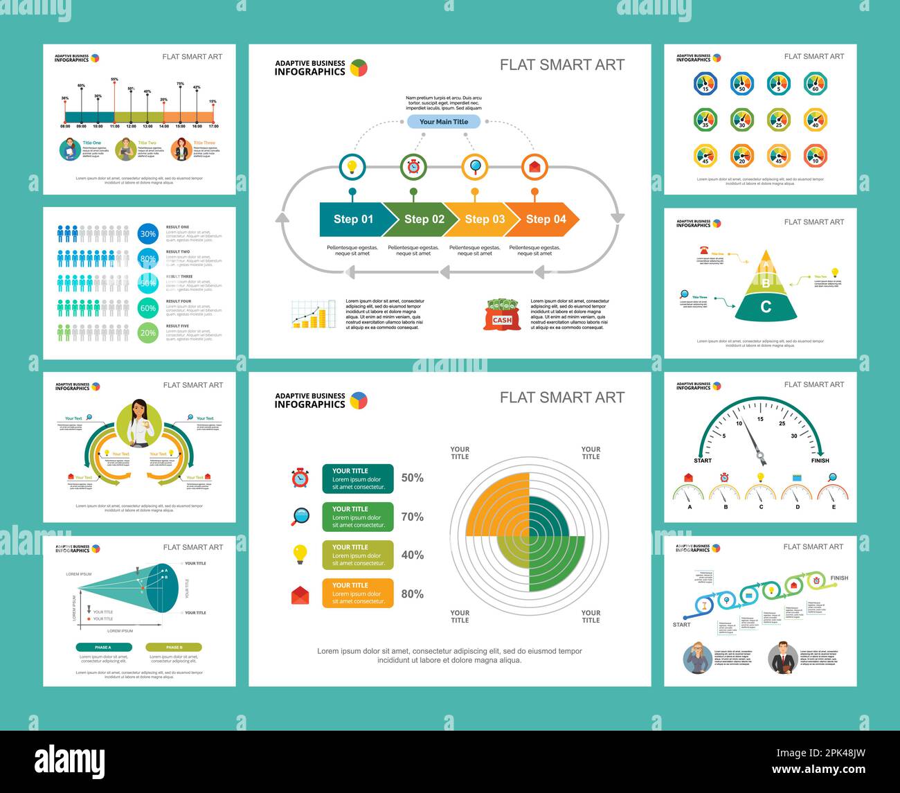 Colorful planning or strategy concept infographic charts set Stock ...