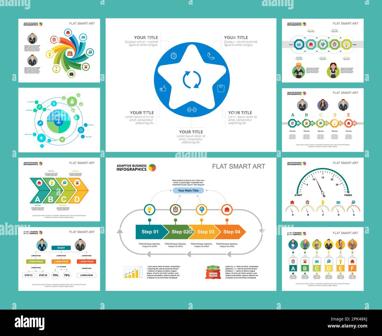 Colorful research or training concept infographic charts set Stock ...