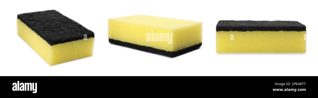 Set with cleaning sponges on white background. Banner design Stock ...
