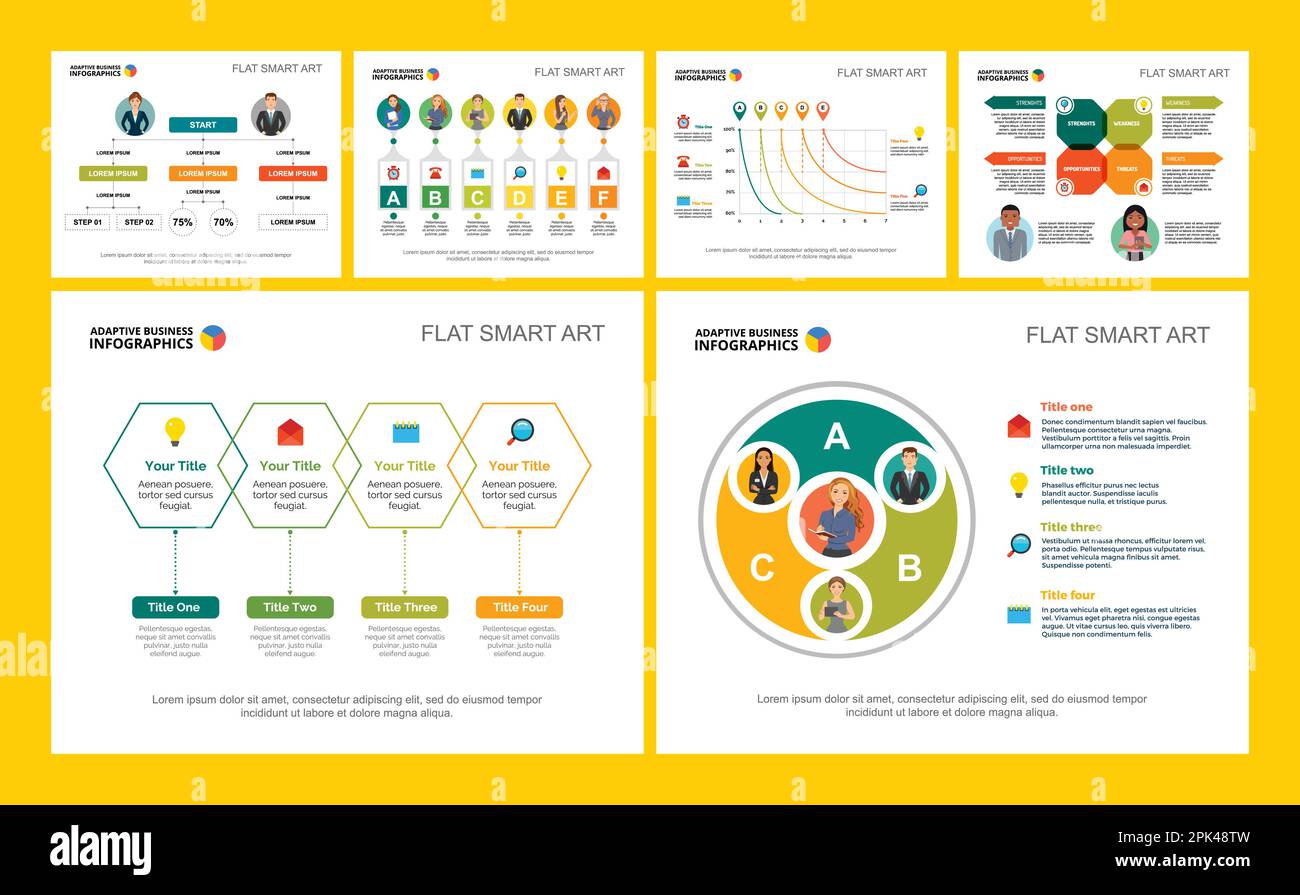Colorful research and planning infographic charts set Stock Vector ...