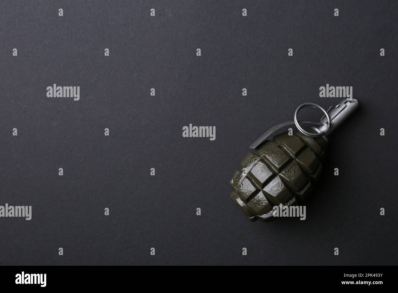Hand grenade on black background, top view. Space for text Stock Photo ...