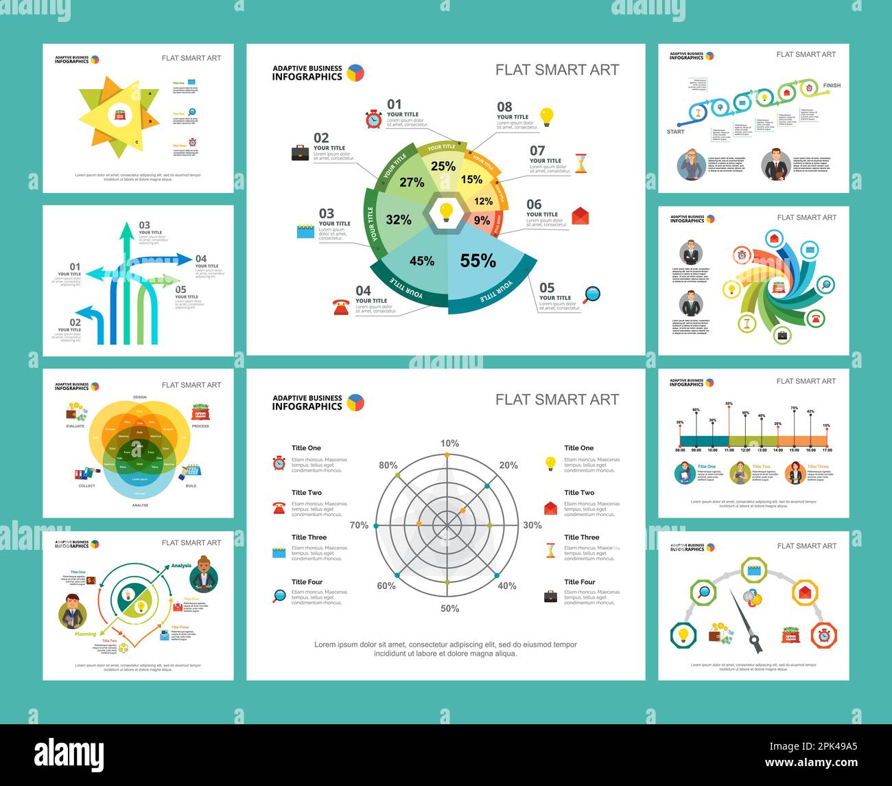 Colorful accounting or production concept infographic charts set Stock ...