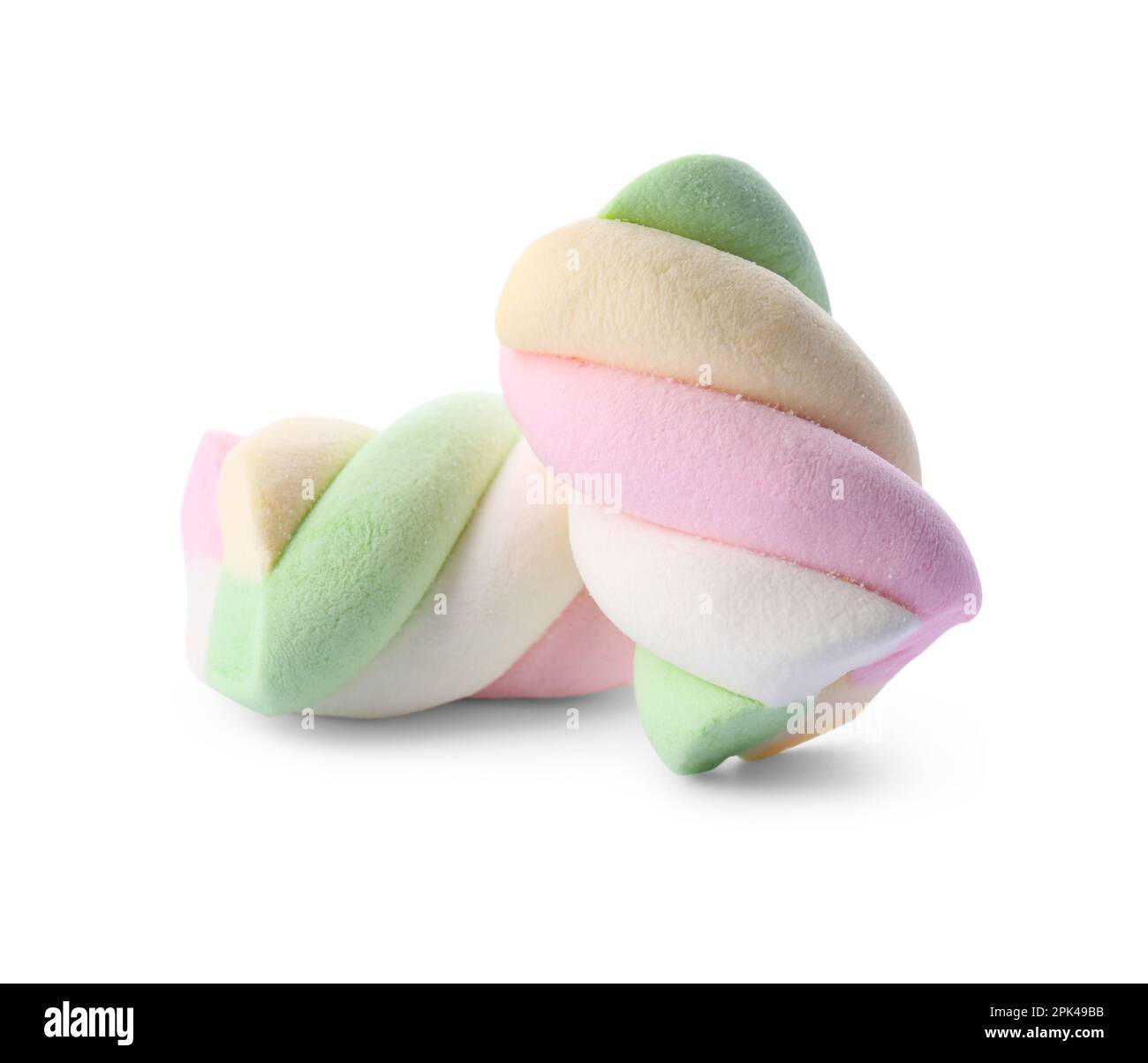 Two delicious colorful marshmallows on white background Stock Photo - Alamy