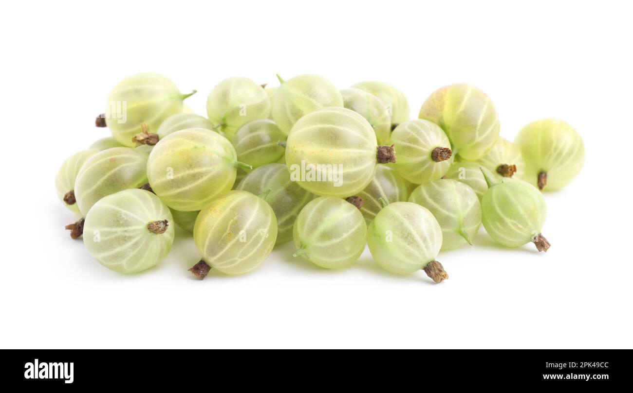 Pile of fresh ripe gooseberries on white background Stock Photo - Alamy