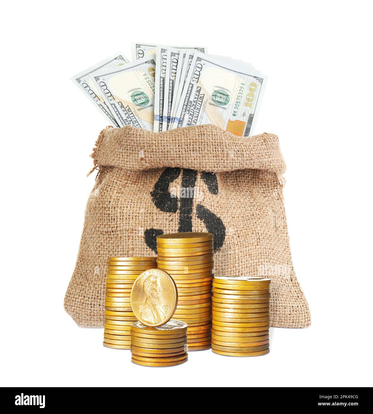 Background money bag sack bag coins Cut Out Stock Images & Pictures - Alamy