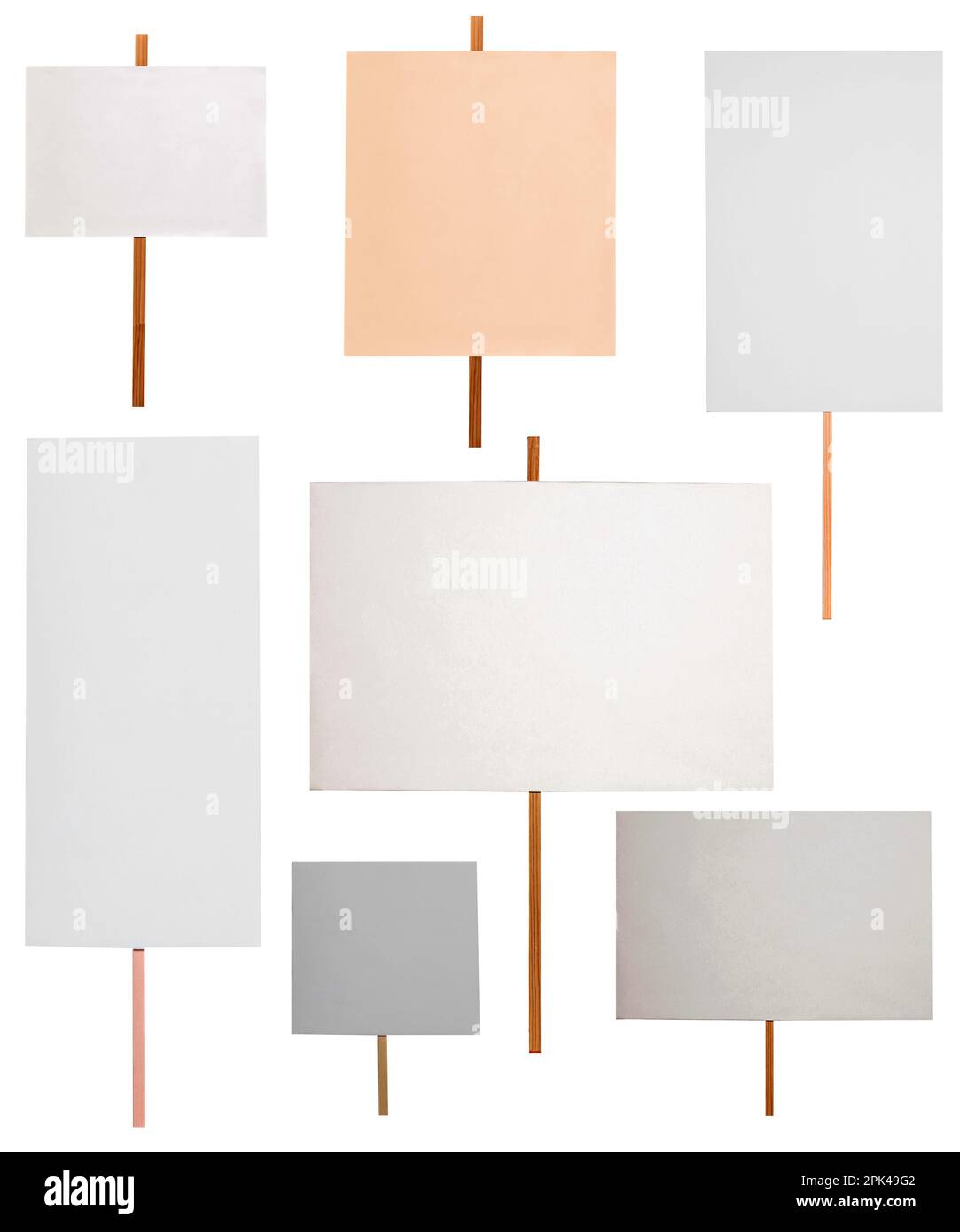 Set with different blank protest signs on white background Stock Photo ...