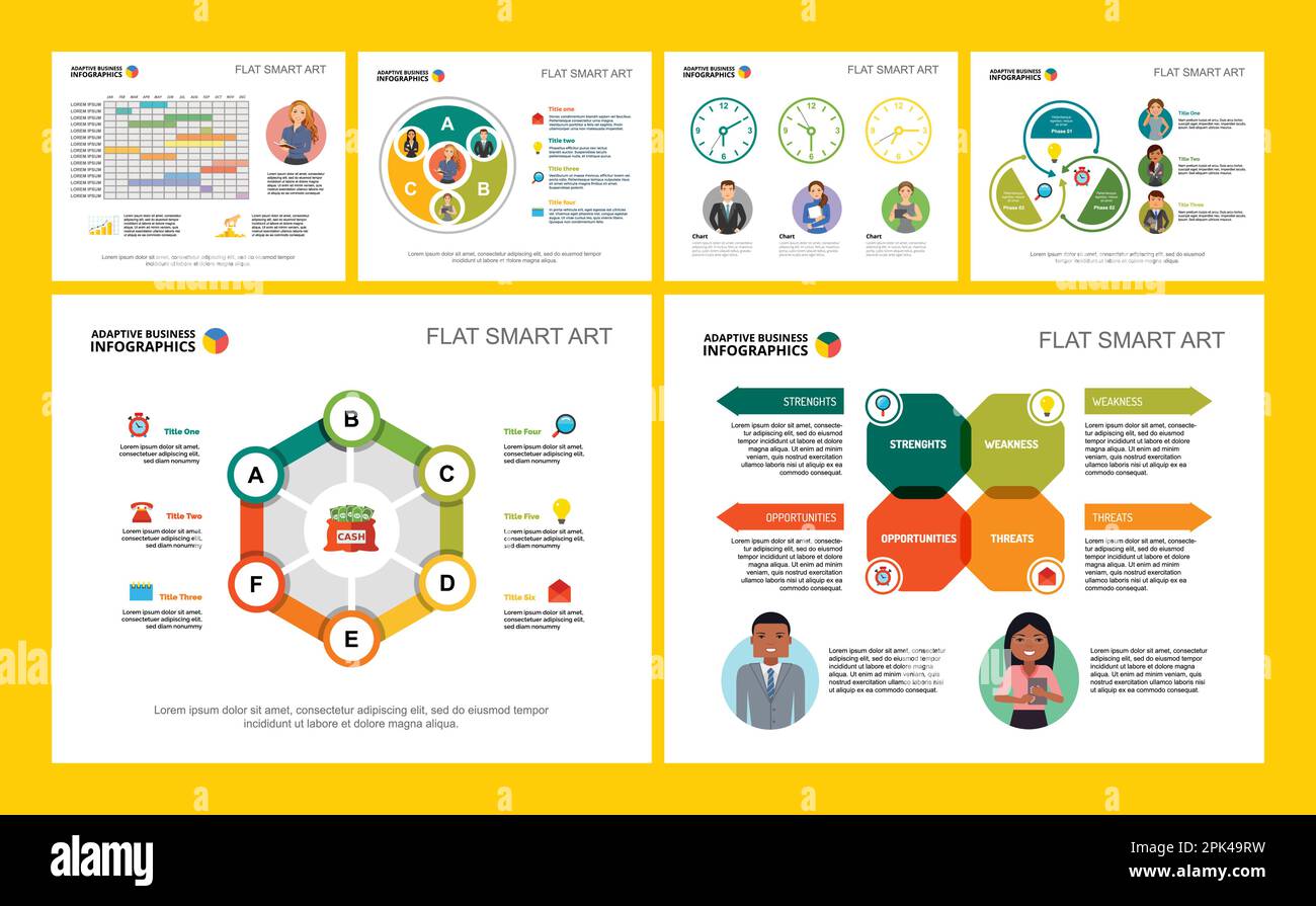 Colorful teamwork or finance concept infographic charts set Stock ...
