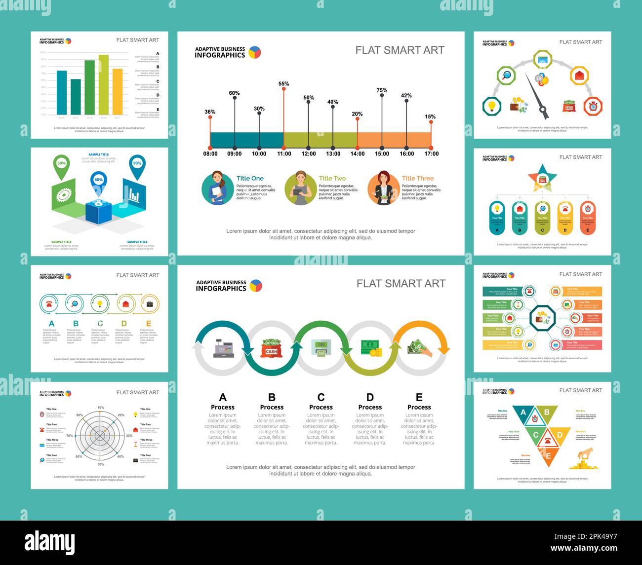 Colorful finance or banking concept infographic charts set Stock Vector ...