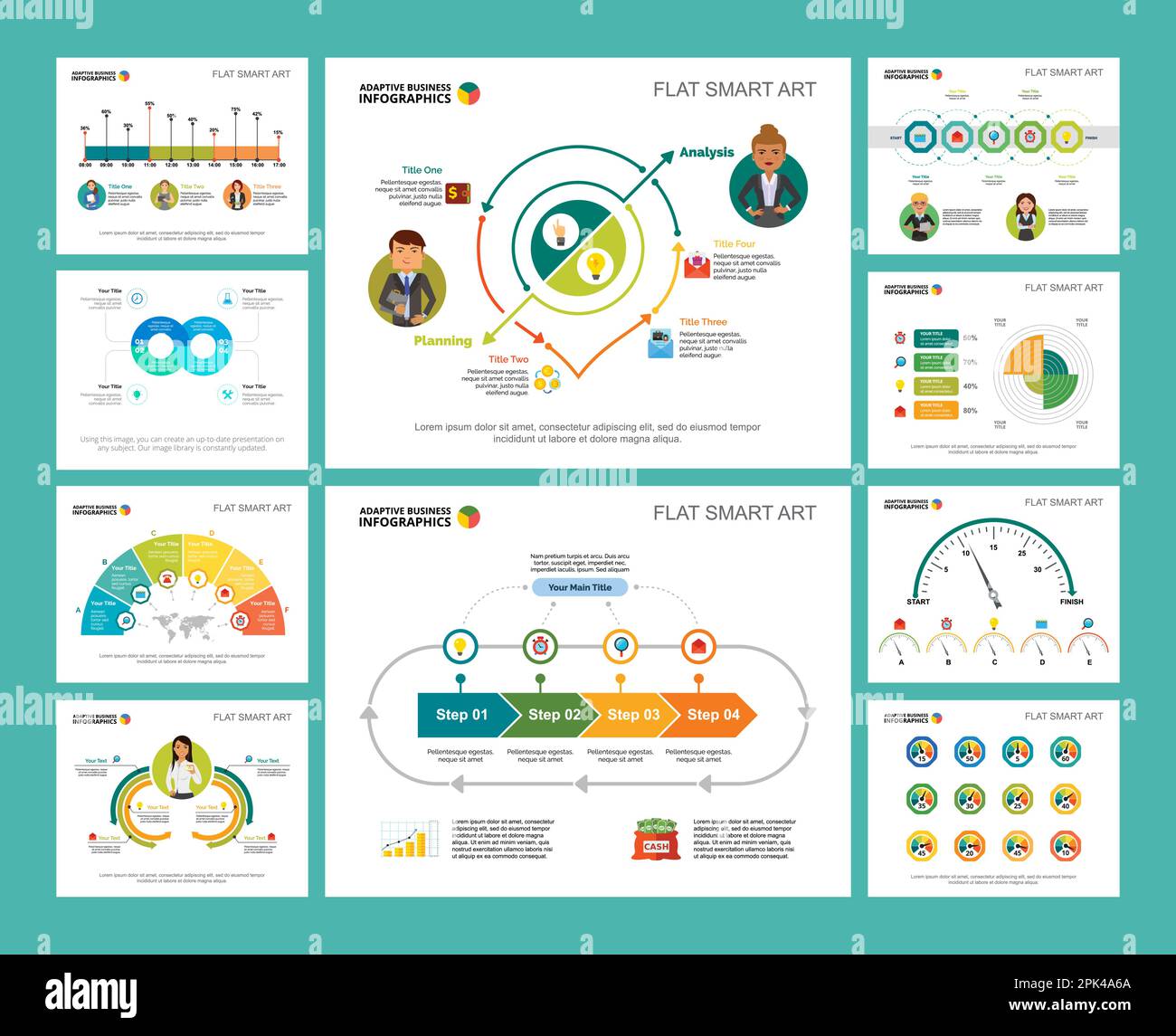 Colorful promotion or training concept infographic charts set Stock ...