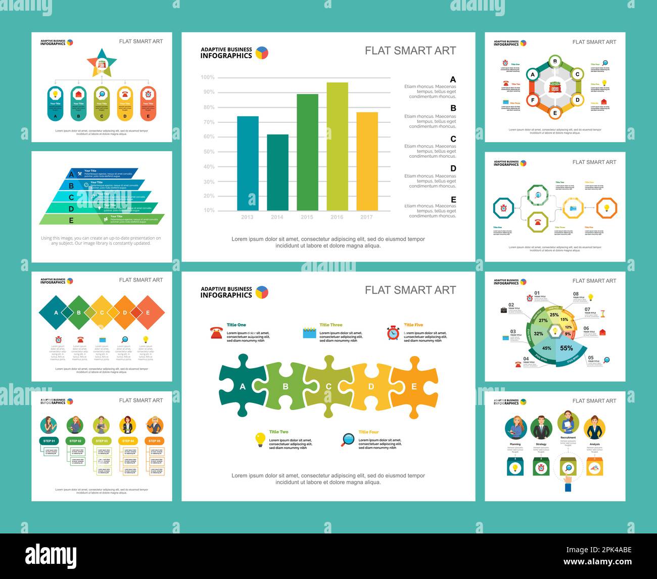 Colorful management or teamwork concept infographic charts set Stock ...