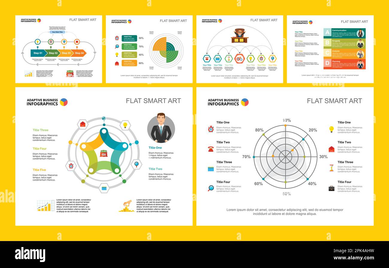 Colorful planning or economy concept infographic charts set Stock ...