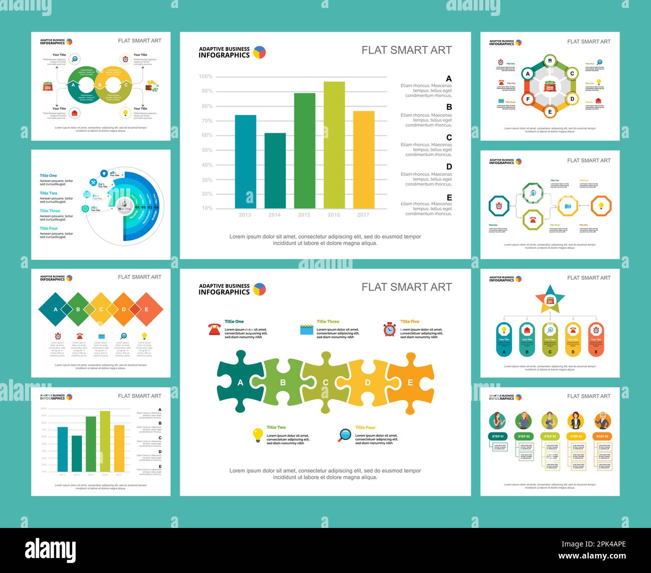 Colorful management or analysis concept infographic charts set Stock ...