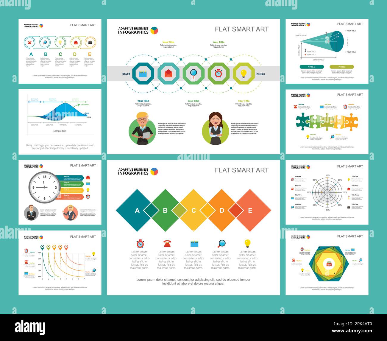Colorful finance and analytics concept infographic charts set Stock ...