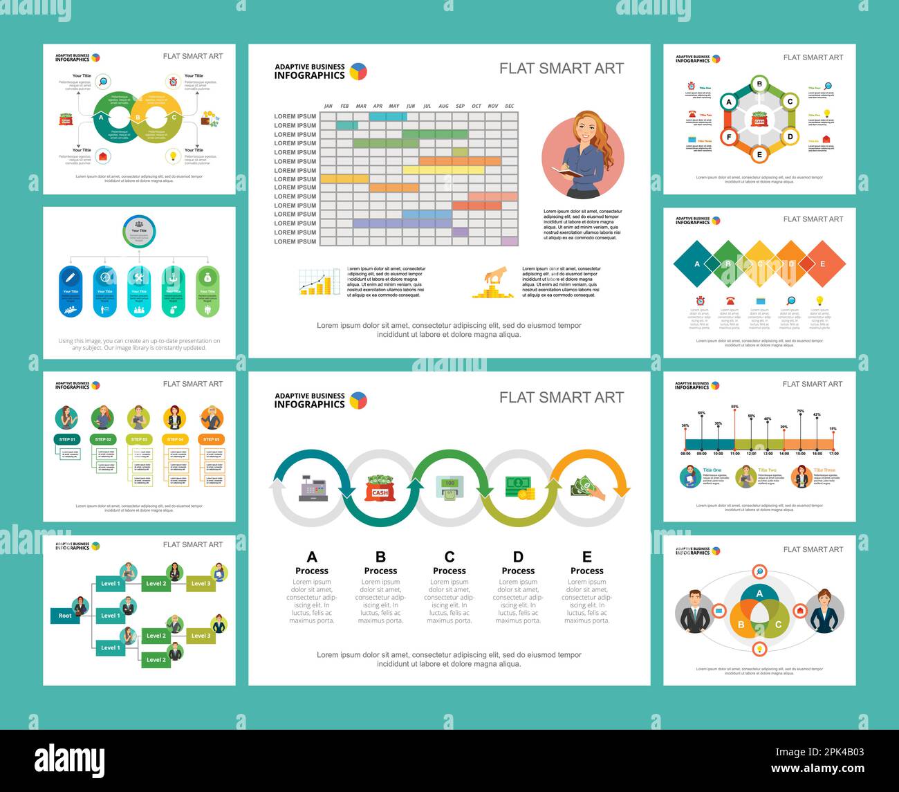 Colorful management or statistics concept infographic charts set Stock ...