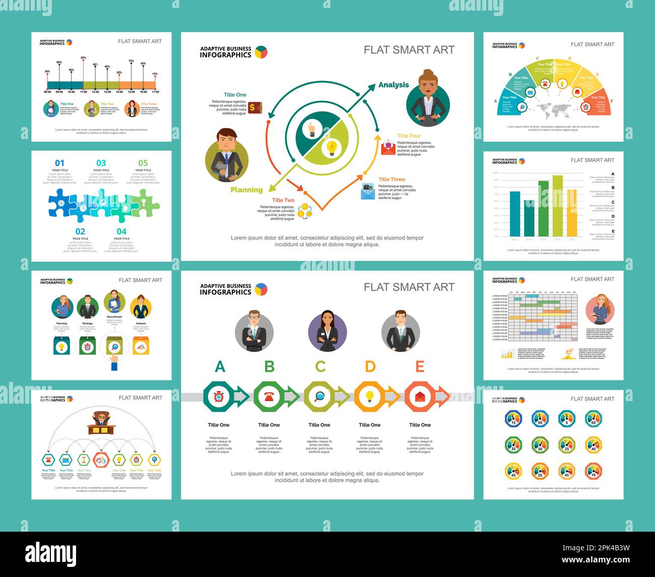 Colorful planning or management concept infographic charts set Stock ...
