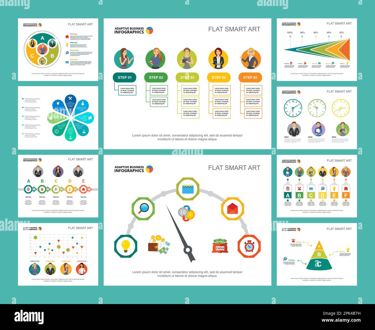 Colorful marketing or consulting concept infographic charts set Stock ...