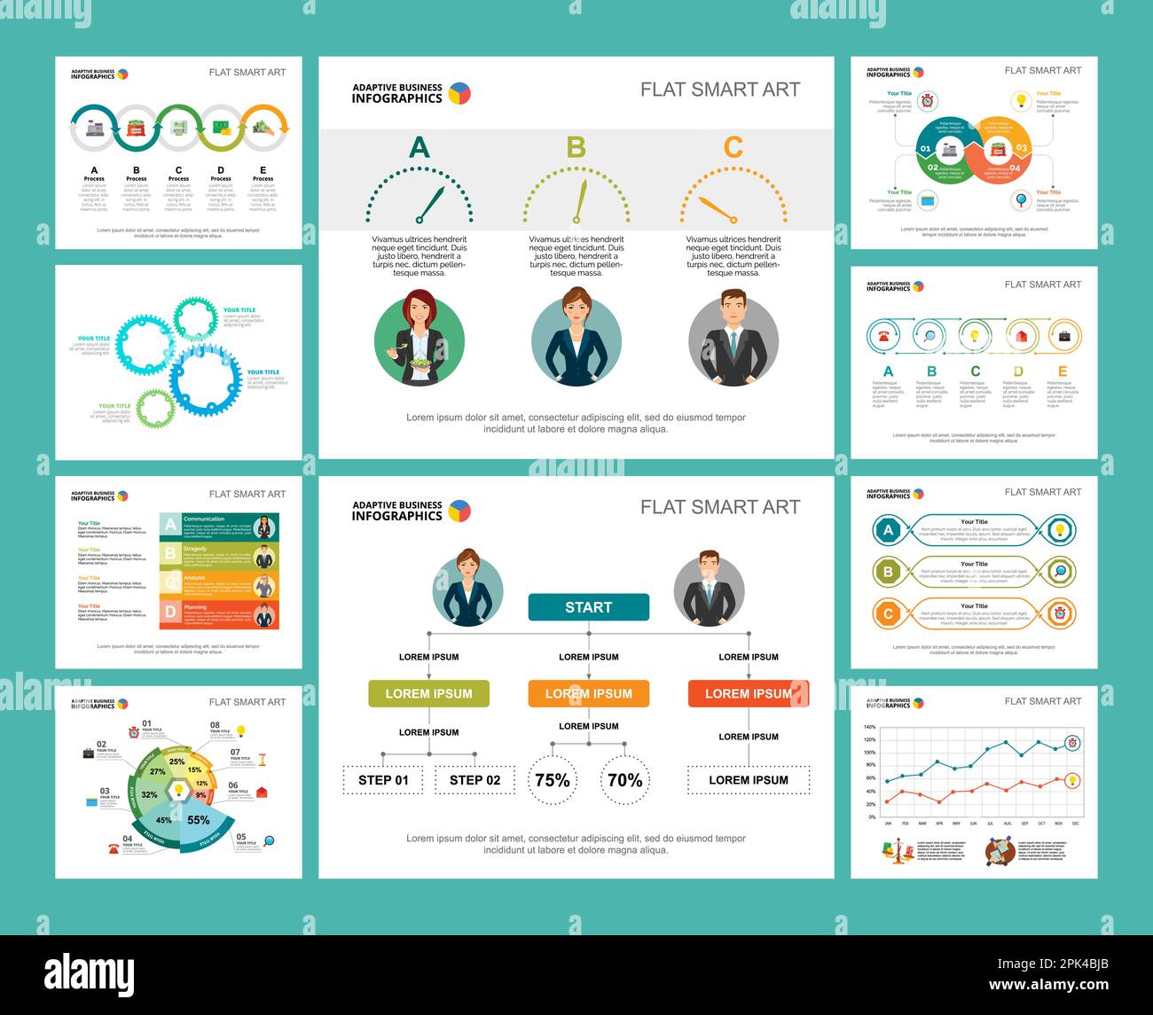 Colorful statistics or research concept infographic charts set Stock ...