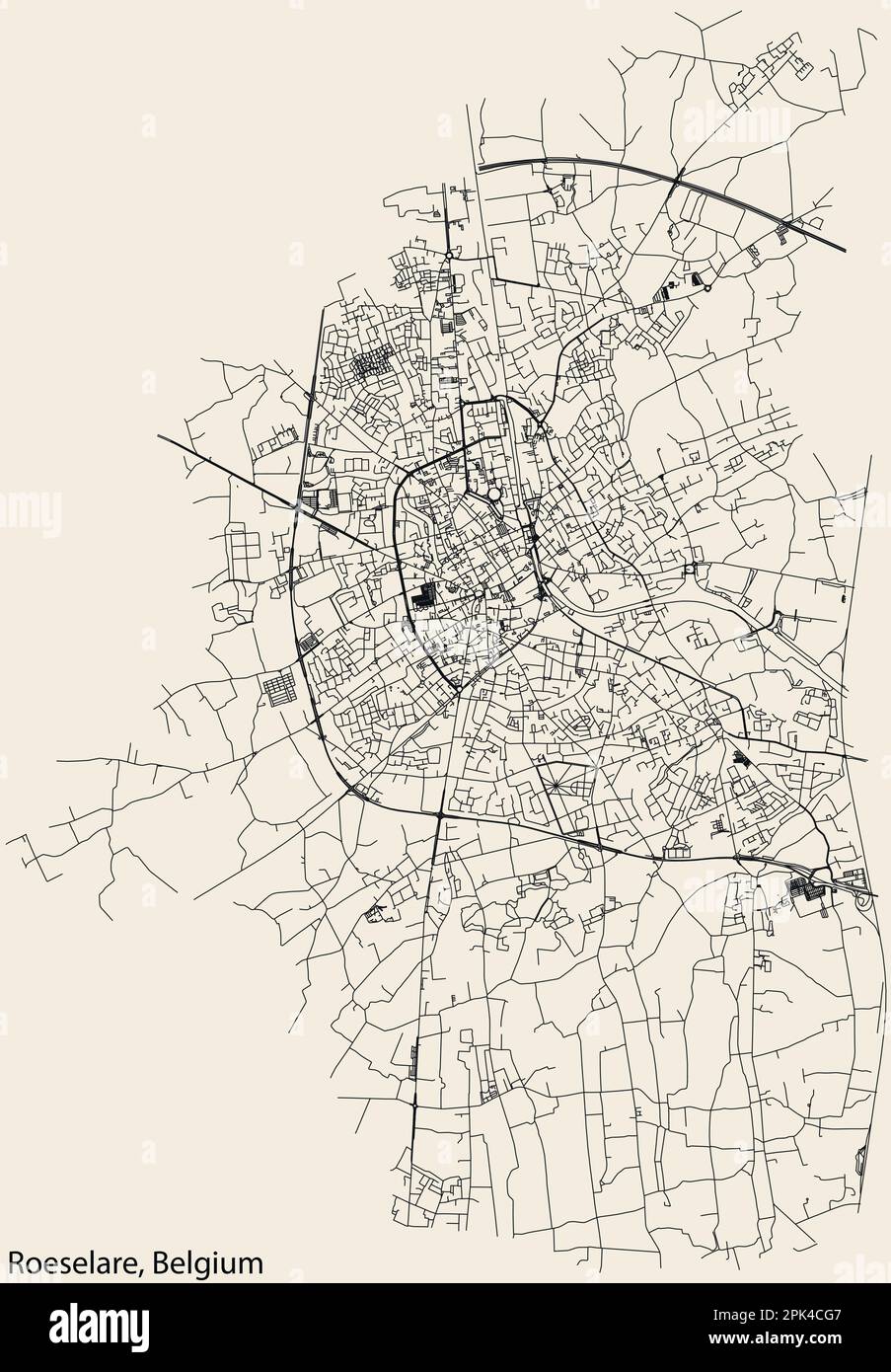 Street roads map of ROULERS, BELGIUM Stock Vector Image & Art - Alamy