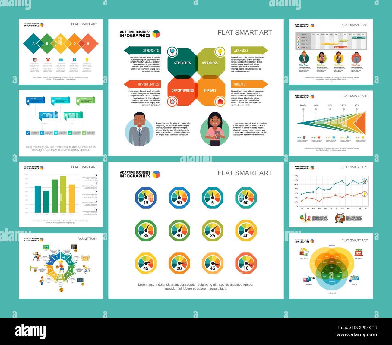 Colorful basketball and finance concept infographic charts set Stock ...