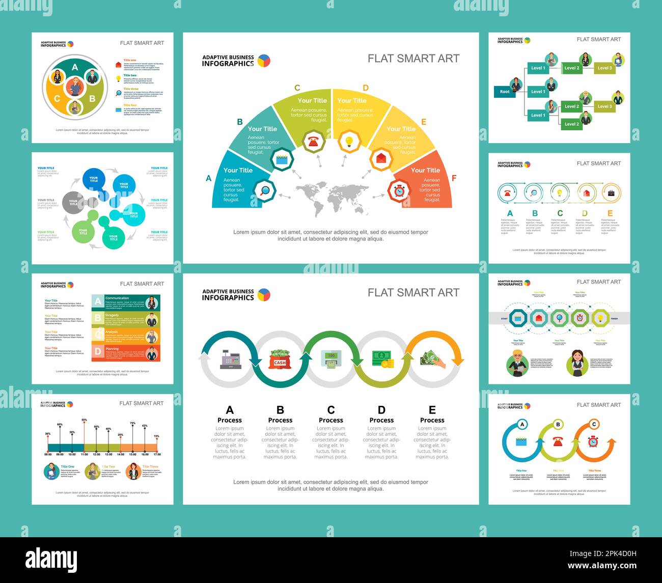 Colorful statistics or training concept infographic charts set Stock ...
