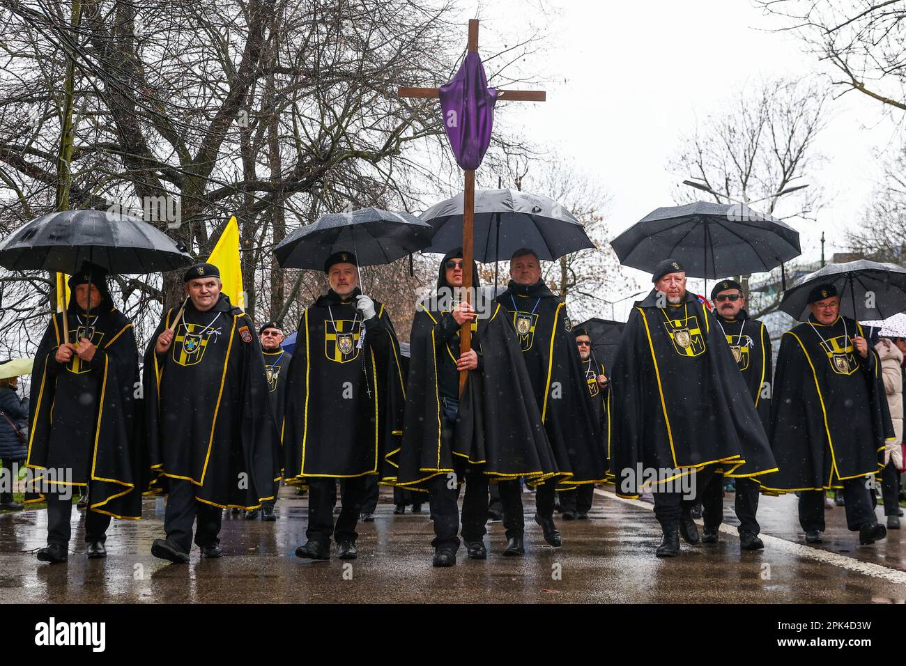 April 3, 2023, Krakow, Poland: Members of the Knights of John Paul II ...
