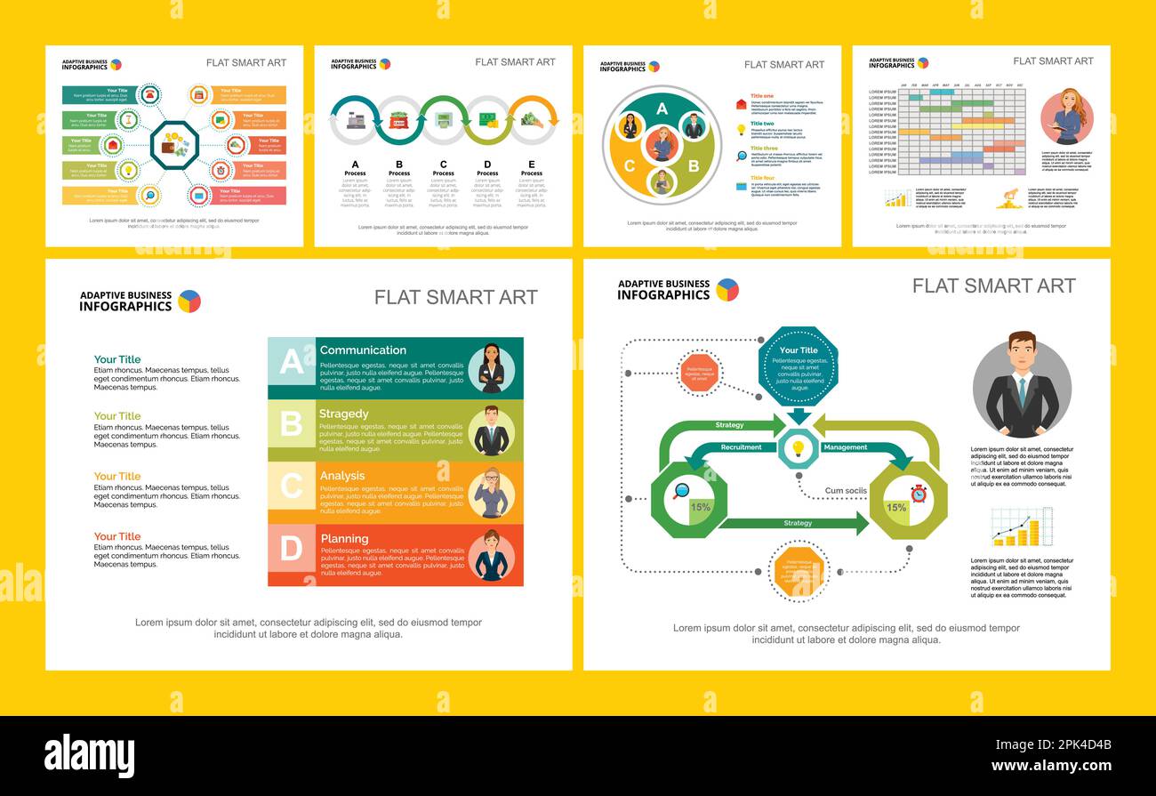 Colorful marketing or production concept infographic charts set Stock ...