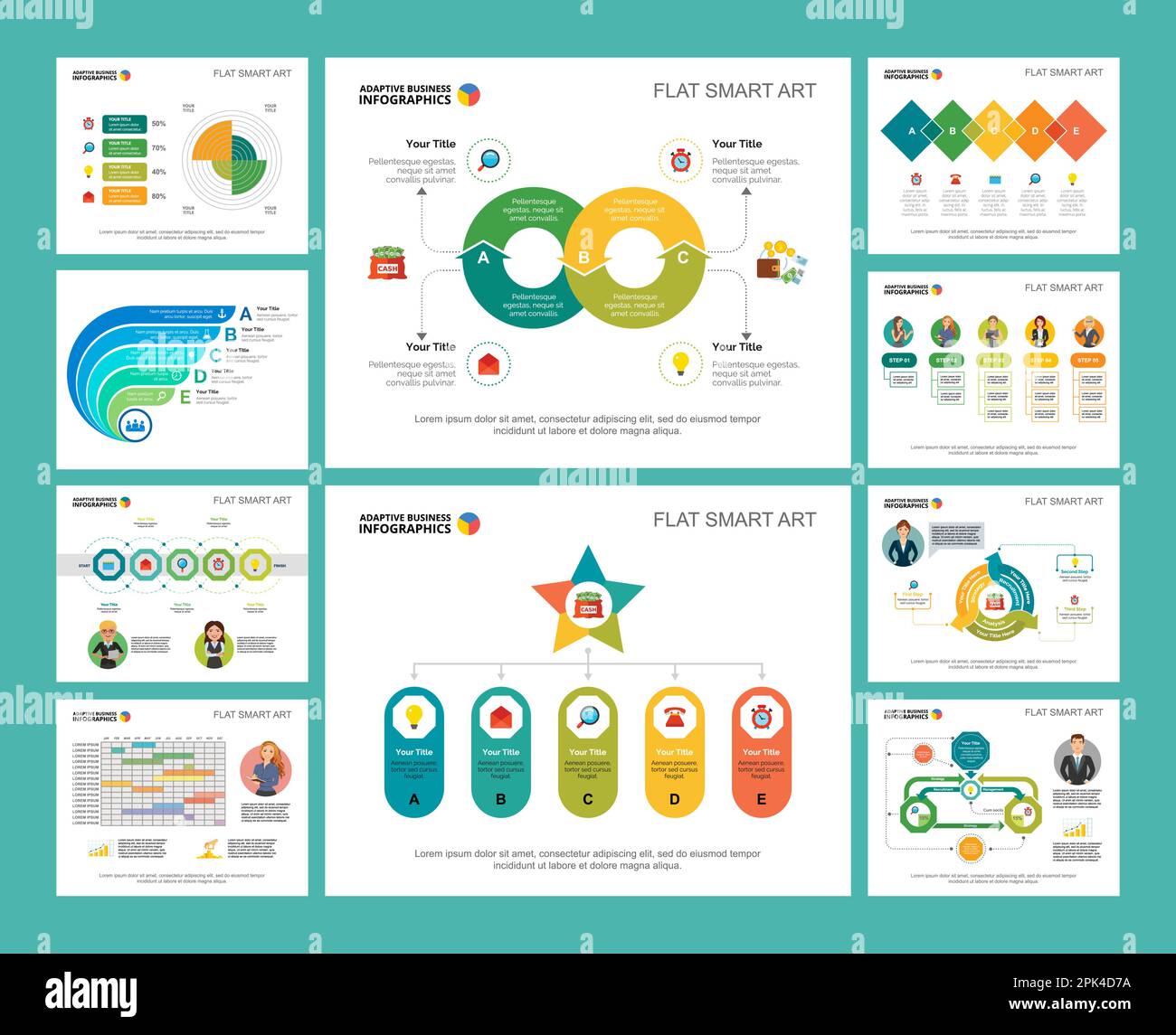 Colorful management or planning concept infographic charts set Stock ...