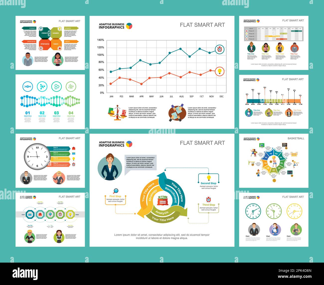 Colorful diagrams set for presentation slide templates Stock Vector ...